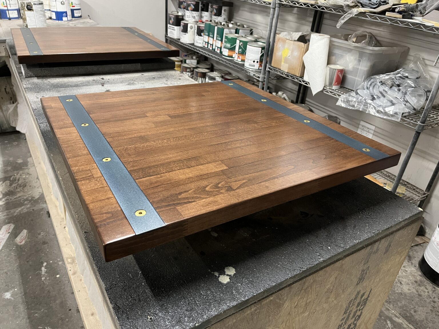 Epoxy Inlay Table Tops - Custom Metal Designs | Cafe Tables