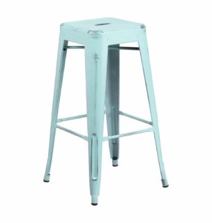 Distressed Metal Bar Stools - Backless Barstools | Cafe Tables Inc