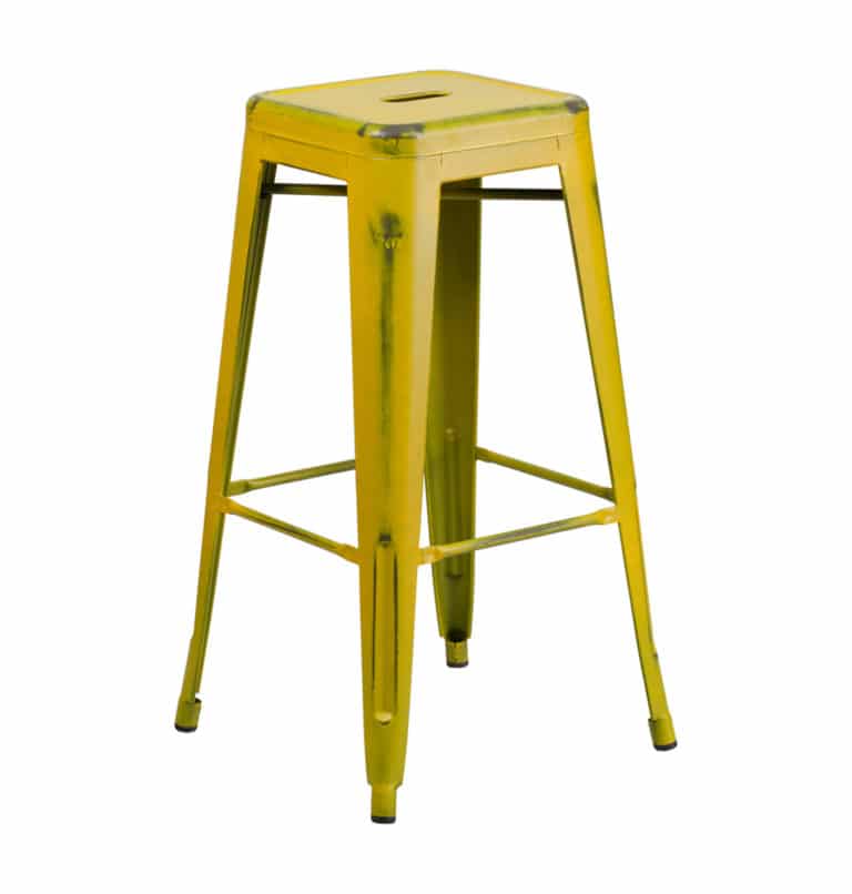 Distressed Metal Bar Stools - Backless Barstools | Cafe Tables Inc