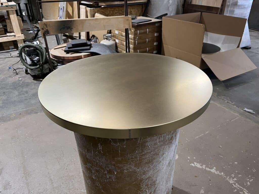 Custom Brass Dining Table Tops for Unique Spaces | Cafe Tables