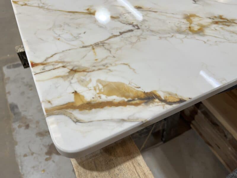 Calacatta Gold Quartz: Stunning White and Gold Surface | Cafe Tables